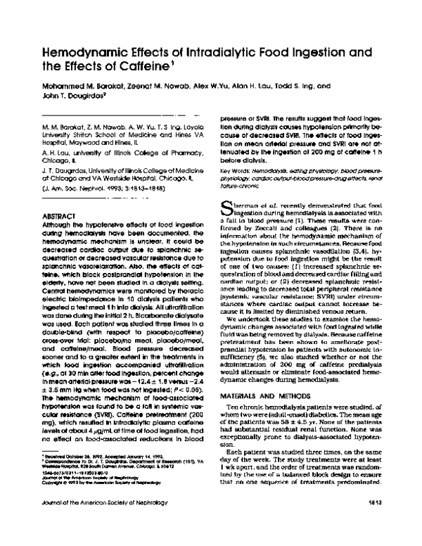 (PDF) Hemodynamic Effects of Intradialytic Food Ingestion and the ...