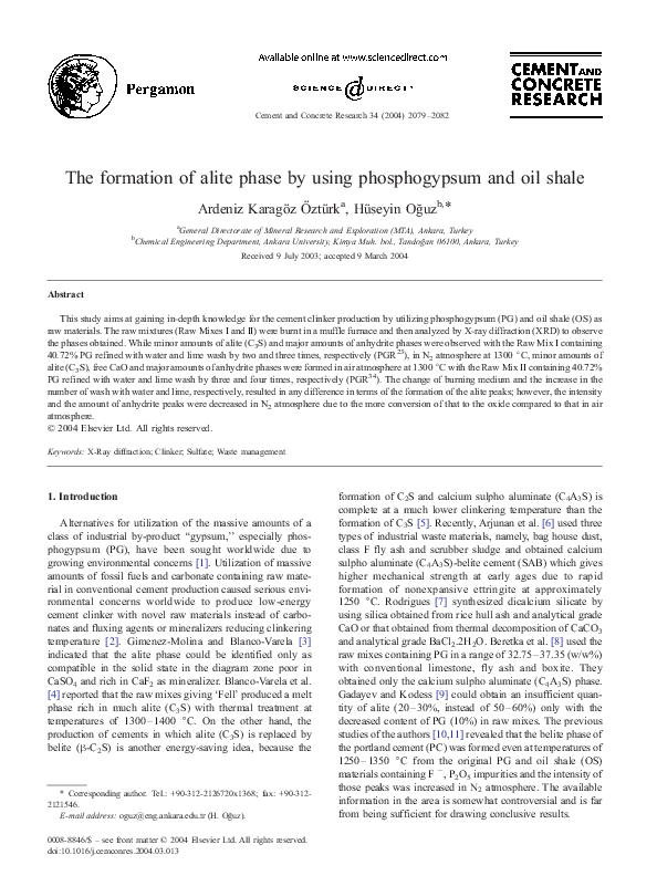 The formation of alite phase by using phosphogypsum and oil shale