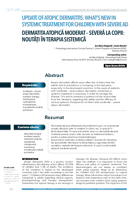 Systemic Treatment For Atopic Dermatitis PDF) Systematic Review Of