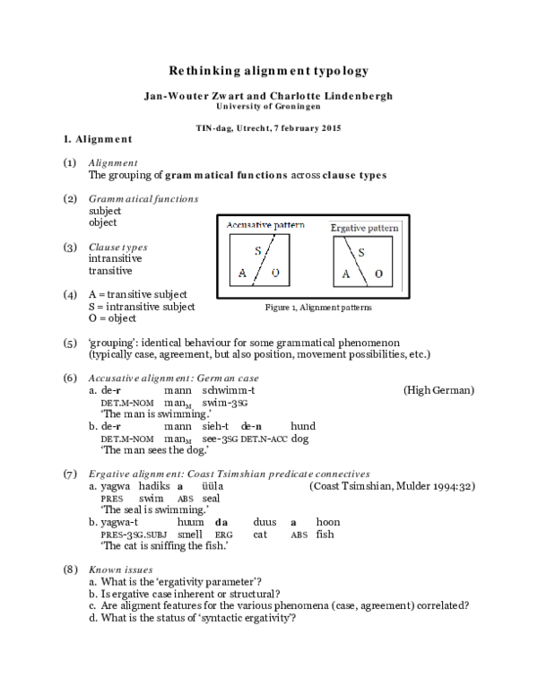 (PDF) Rethinking alignment typology (PDF) Rethinking alignment typology