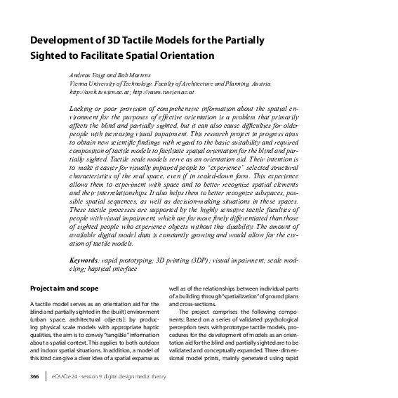 (PDF) Development of 3D Tactile Models for the Partially Sighted to ...