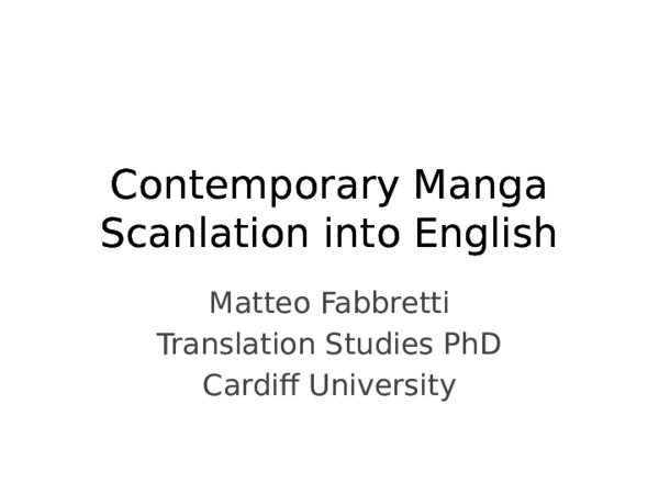 (PPT) Contemporary Manga Scanlation into English | Matteo Fabbretti ...