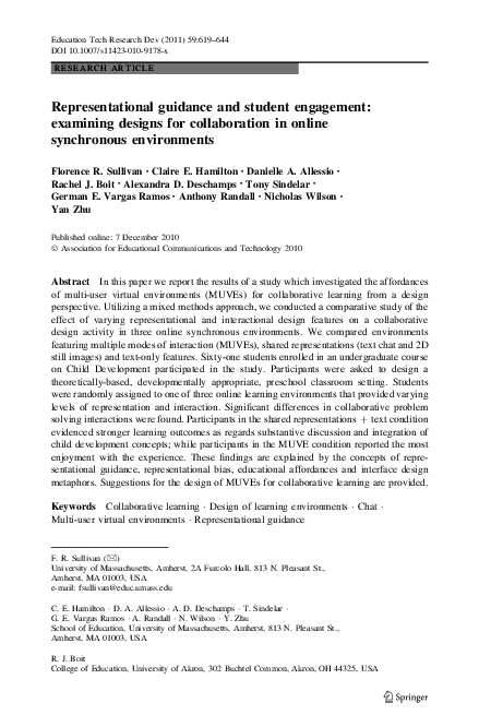 (PDF) Representational guidance and student engagement: Examining designs for learning in online ...