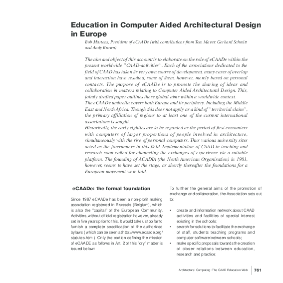 (PDF) Education in Computer Aided Architectural Design in Europe