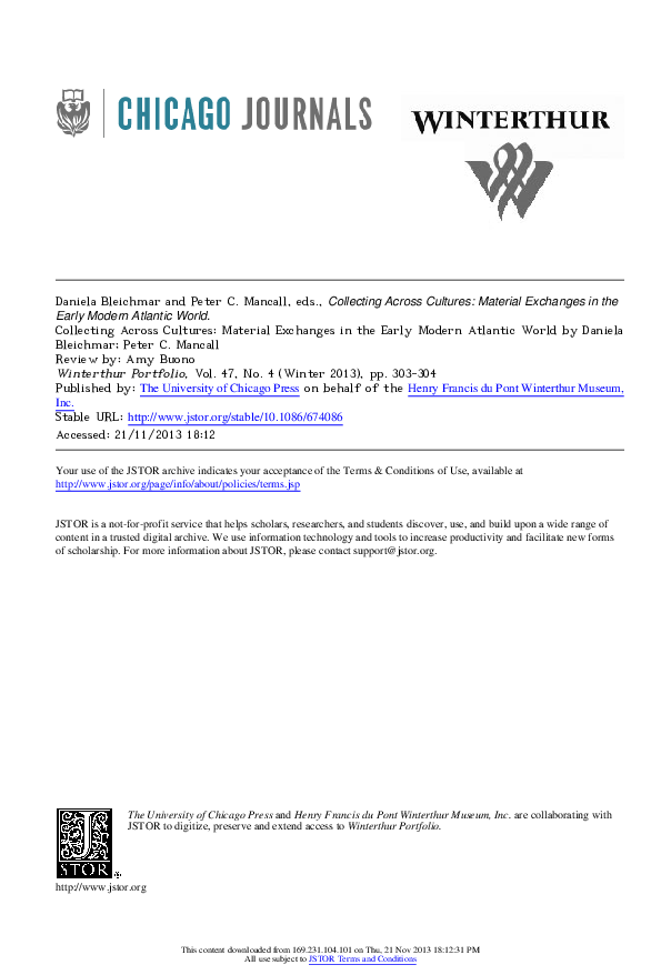 (PDF) Book Review: Collecting Across Cultures: Material Exchanges in ...