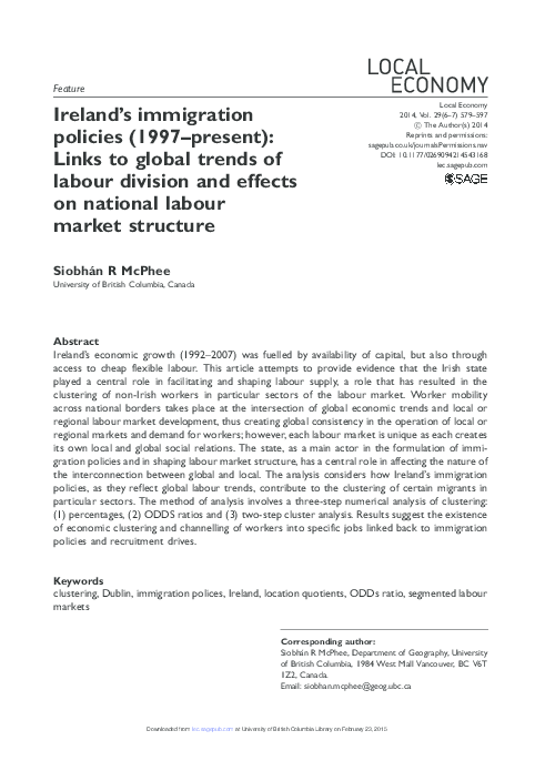 (PDF) Ireland’s immigration policies (1997–present): Links to global ...