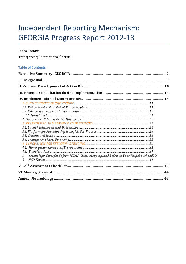 Pdf Georgia Ogp Irm Progress Report 2012 2013