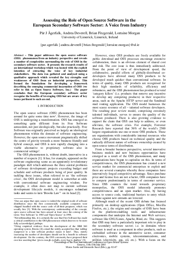 (PDF) Assessing the Role of Open Source Software in the European ...