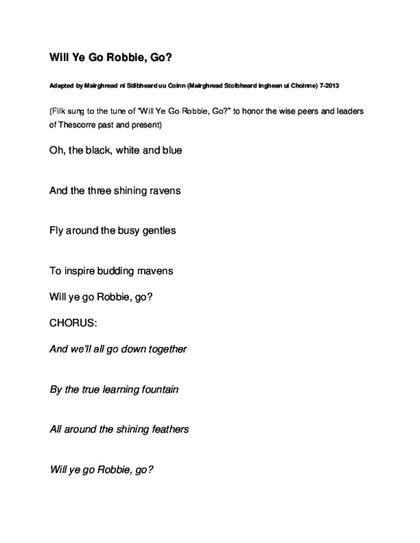 (PDF) Will Ye Go Robbie, Go? - A Filk
