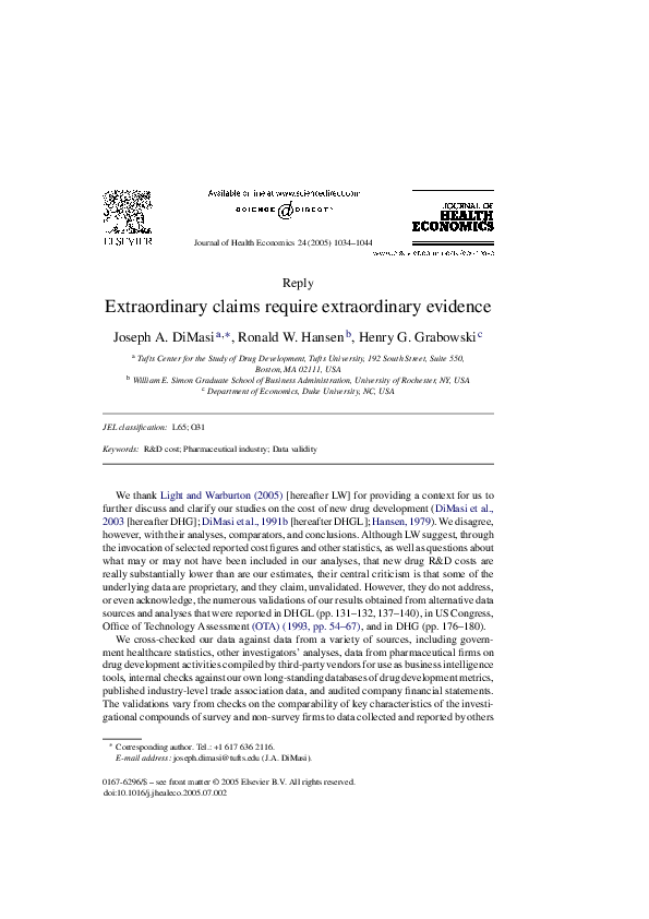 (PDF) Extraordinary claims require extraordinary evidence