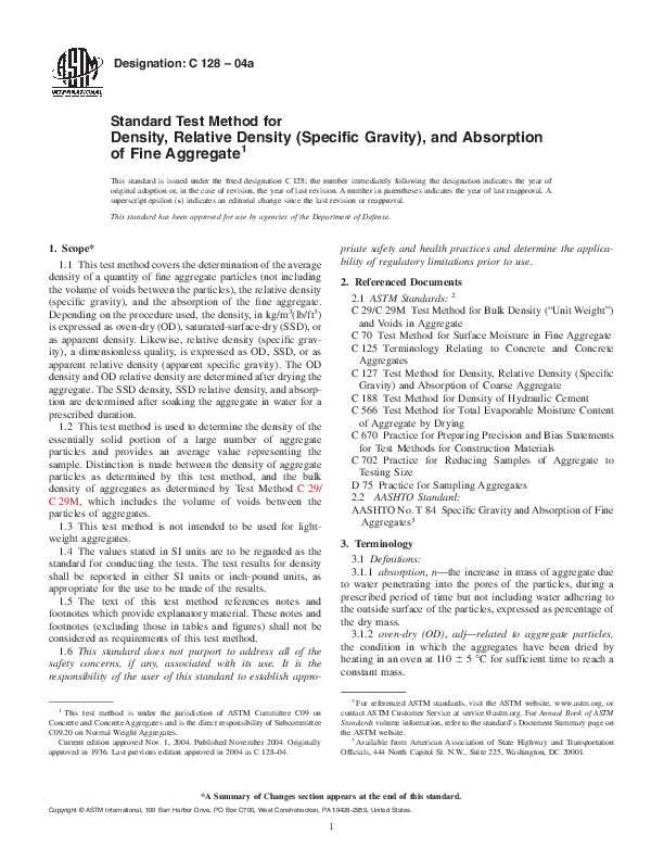 (PDF) Standard Test Method for Density, Relative Density (Specific ... (PDF) Standard Test Method for Density, Relative Density (Specific ...
