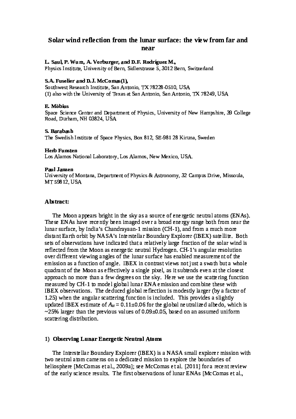 (PDF) Solar wind reflection from the lunar surface: The view from far ...