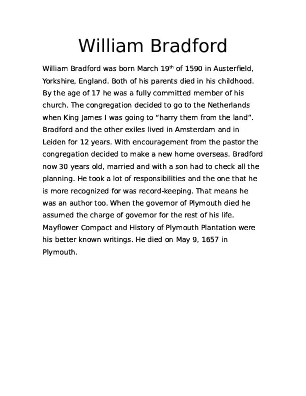 (DOC) William Bradford