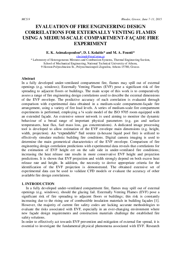 (PDF) EVALUATION OF FIRE ENGINEERING DESIGN CORRELATIONS FOR EXTERNALLY ...