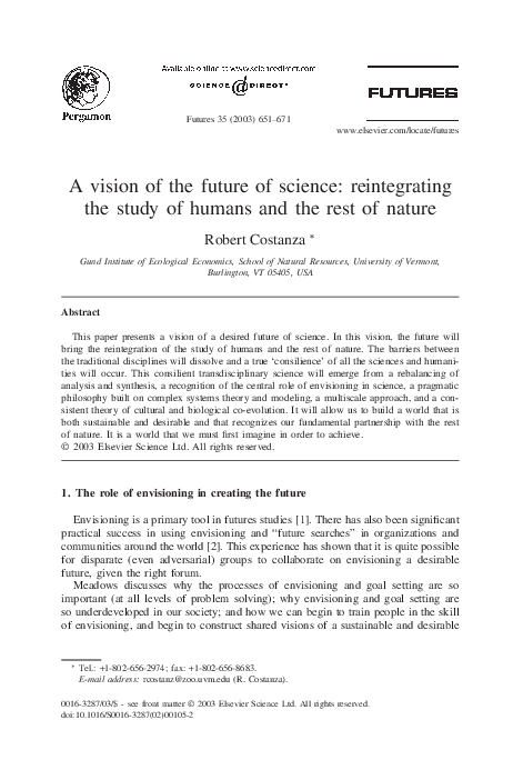 (PDF) A vision of the future of science: reintegrating the study of ...