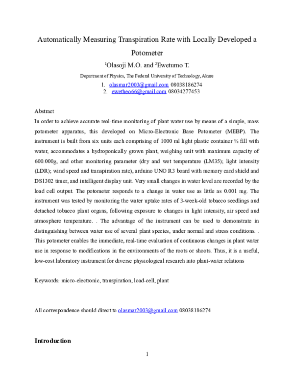 (DOC) Automatically Measuring Transpiration Rate with Locally Developed ...