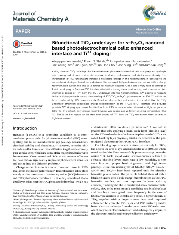 (PDF) Bifunctional TiO2 underlayer for α-Fe2O3 nanorod based ...