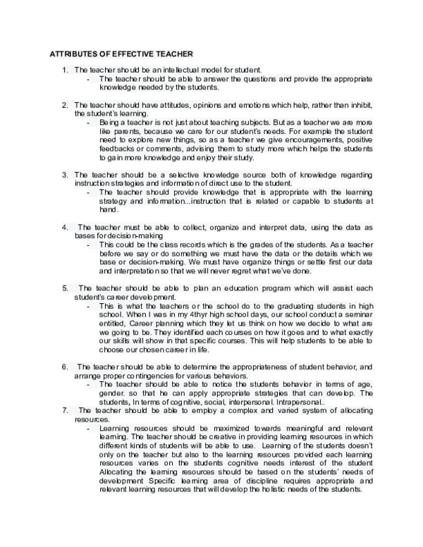 (DOC) ATTRIBUTES OF EFFECTIVE TEACHER