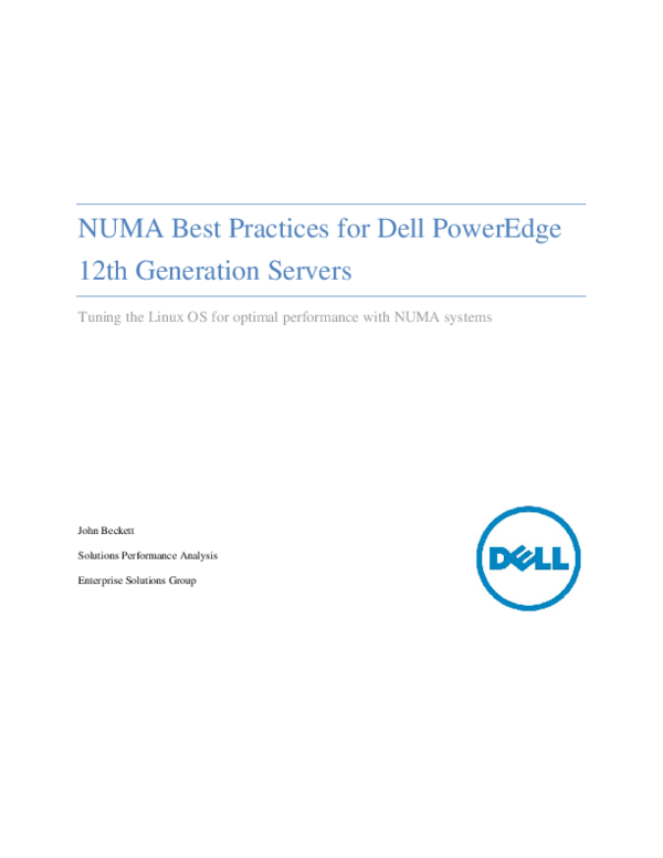 (PDF) NUMA Best Practices for Dell PowerEdge 12th Generation Servers ...