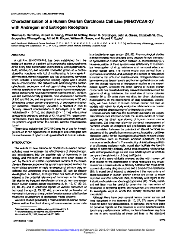 (PDF) Characterization of a Human Ovarian Carcinoma Cell Line (NIH ...