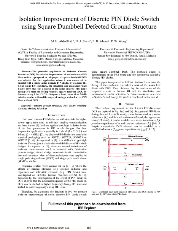 Isolation Improvement of Discrete PIN Diode Switch using Square ...