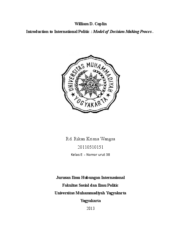 (DOC) William D. Coplin Introduction to International Politic : Model ...