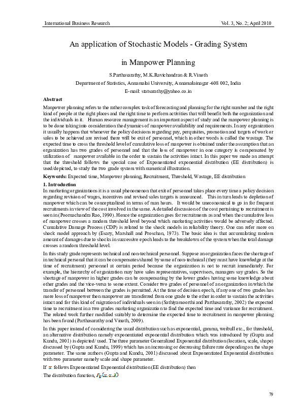 (PDF) An application of Stochastic Models - Grading System in Manpower ...