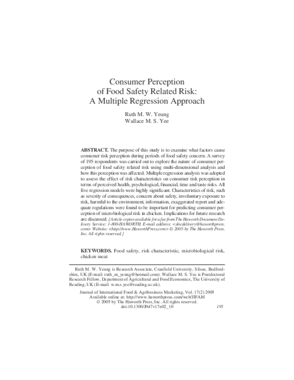 (PDF) Consumer Perception of Food Safety Related Risk