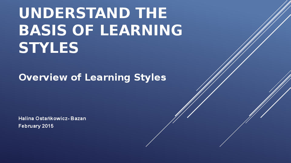 (PPT) Understand the Basis of Learning Styles