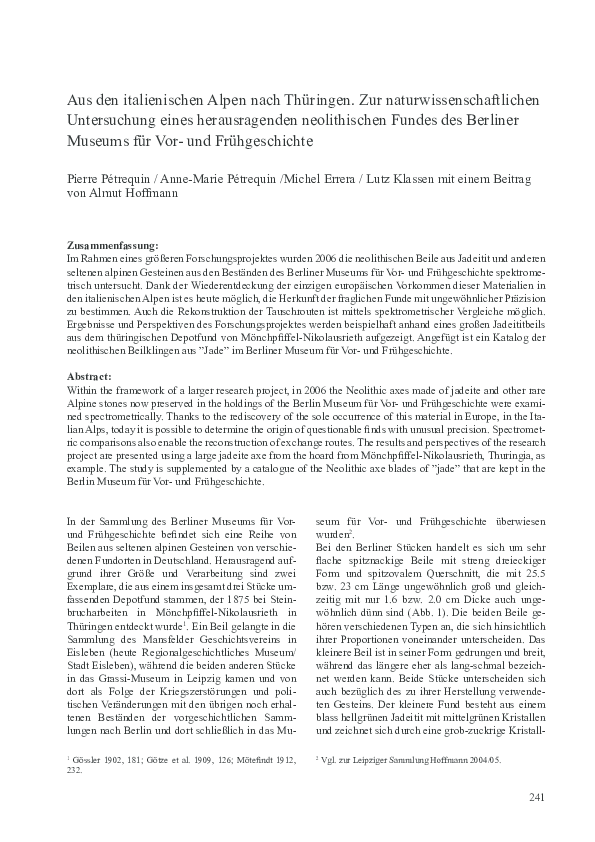 (PDF) PETREQUIN P., PETREQUIN A.M., ERRERA M. et KLASSEN L. 2008.- Aus ...