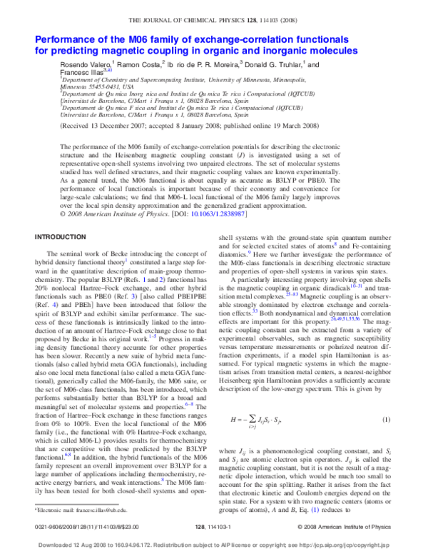 (PDF) Performance of the M06 family of exchange-correlation functionals ...