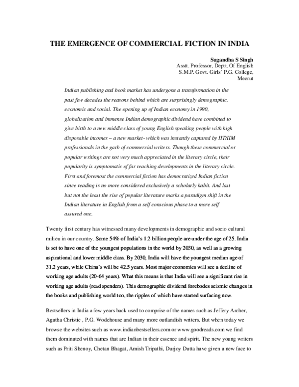 (PDF) THE EMERGENCE OF COMMERCIAL FICTION IN INDIA