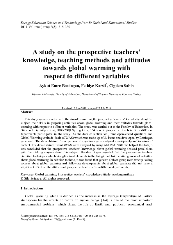 (PDF) A study on the prospective teachers’ knowledge, teaching methods ...
