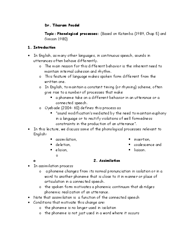 (DOC) English Phonological Process