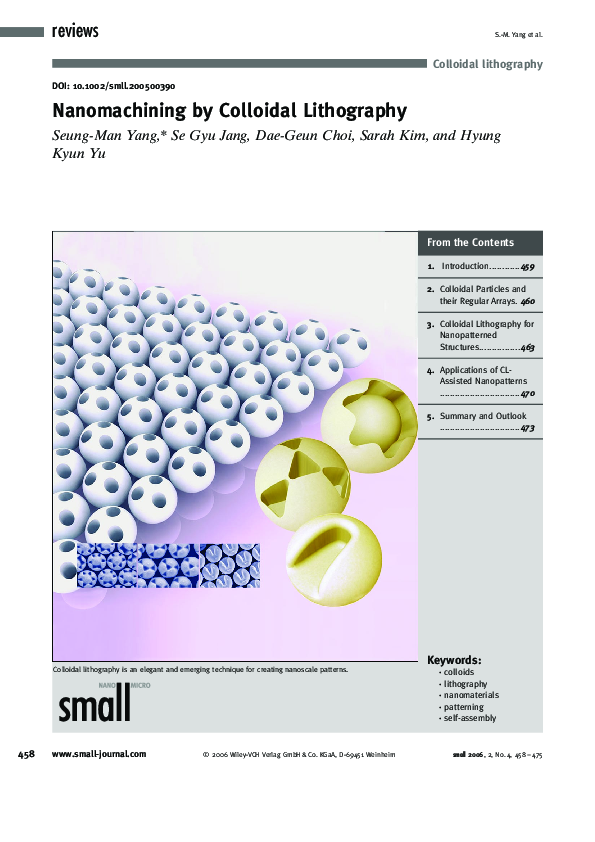 (PDF) Nanomachining by Colloidal Lithography