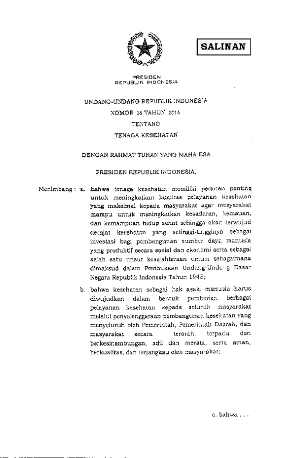 (PDF) UU Nomor 36 Tahun 2014 (PDF) UU Nomor 36 Tahun 2014