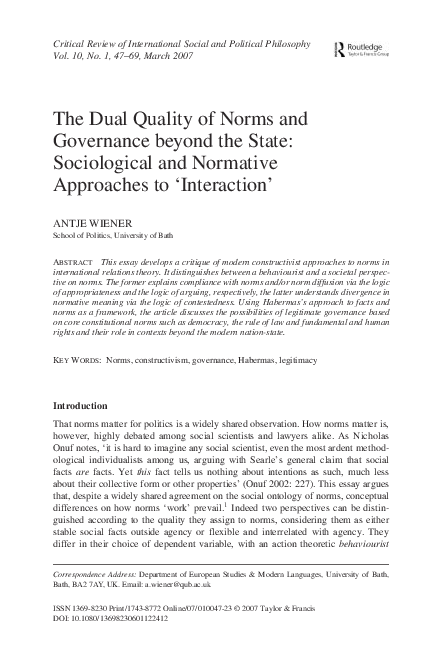 (PDF) The Dual Quality of Norms and Governance beyond the State ...