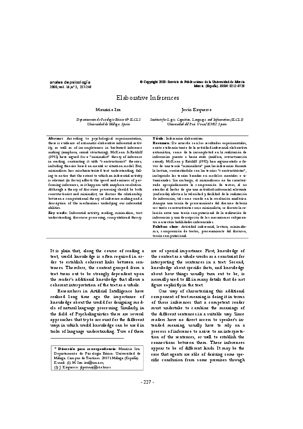 (PDF) Elaborative Inferences