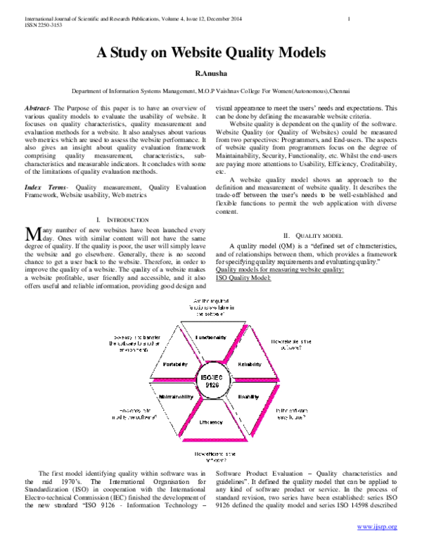 (PDF) A Study on Website Quality Models