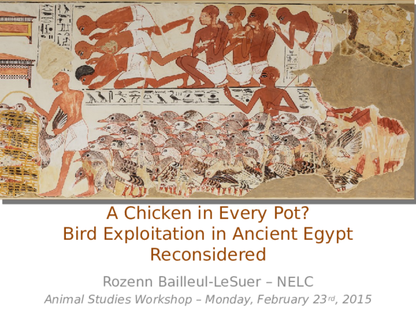 (PPT) A Chicken in Every Pot? Bird Exploitation in Ancient Egypt Re ...