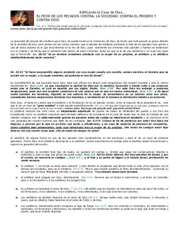 (DOC) Edificando la Casa de Dios… EL PEOR DE LOS PECADOS CONTRA, LA SOCIEDAD, CONTRA EL PROJIMO ...