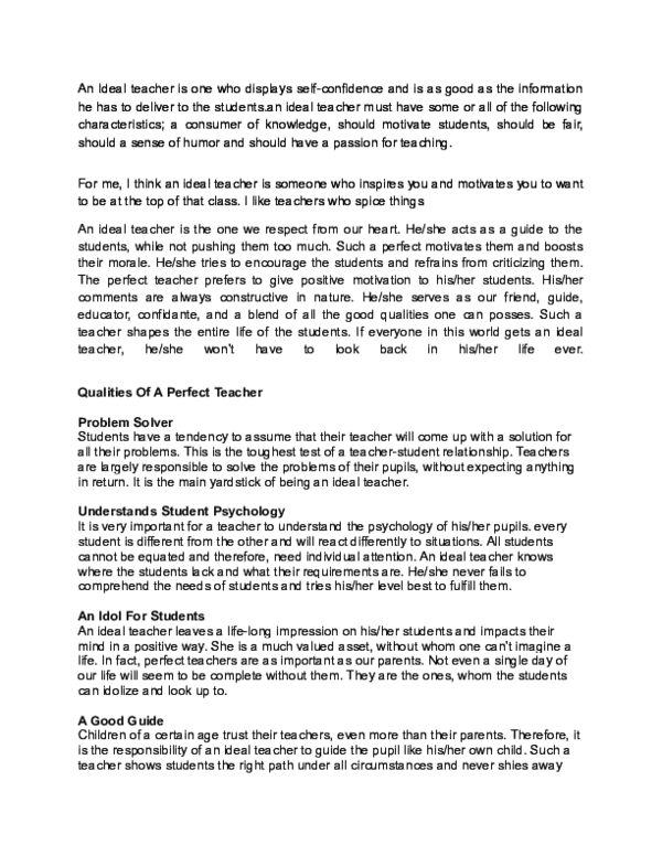 (DOC) An ideal teacher