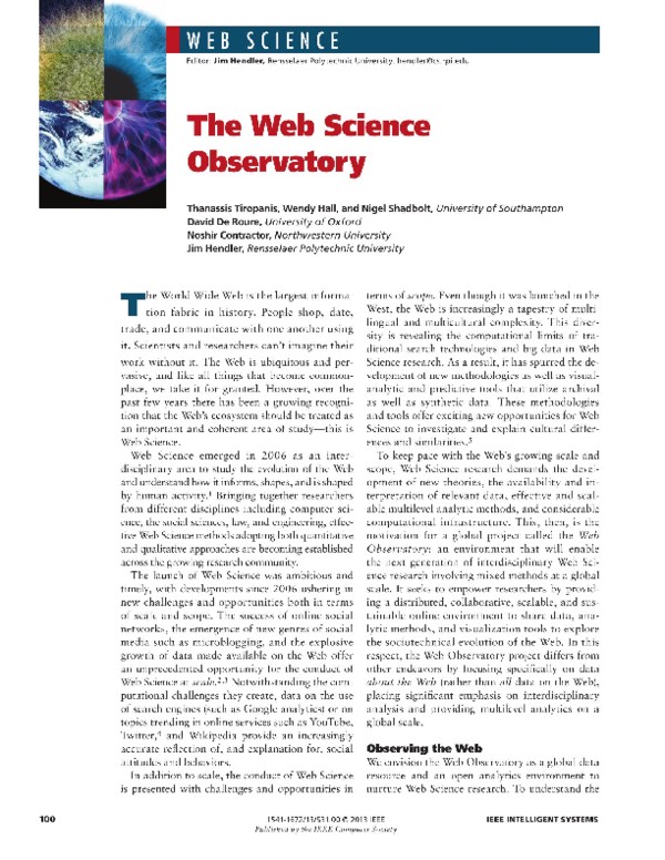 (PDF) The Web Science Observatory