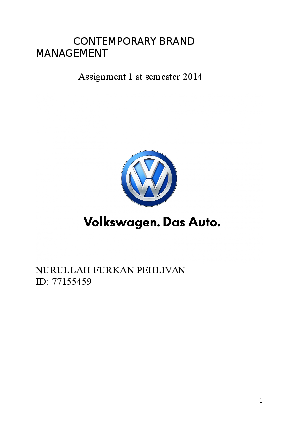 (DOC) Contemporary Brand Management (Volkswagen)