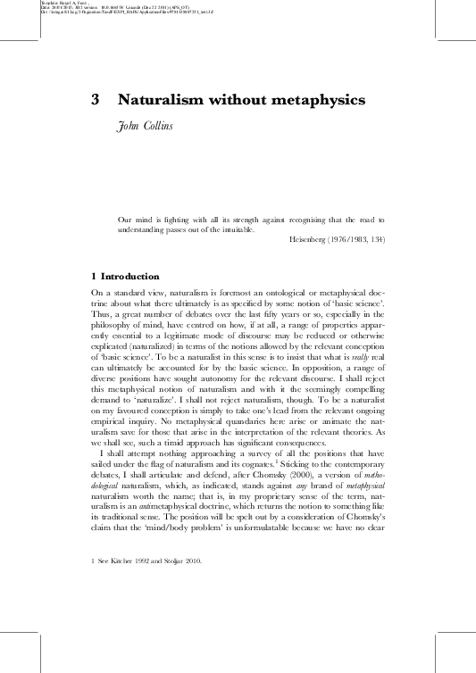 (PDF) Naturalism without Metaphysics