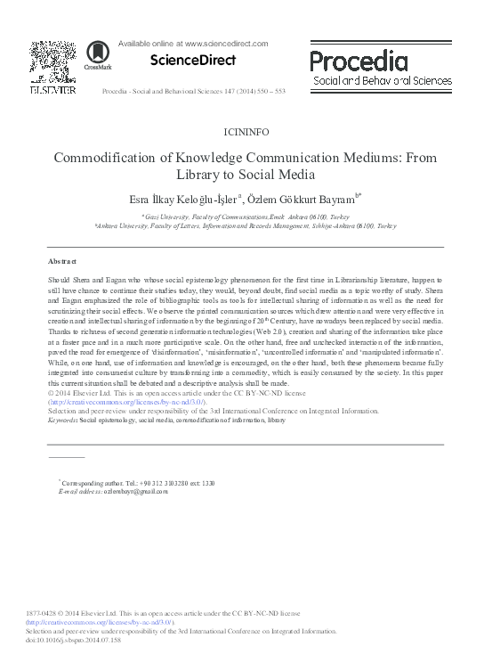 (PDF) Commodification of Knowledge Communication Mediums: From Library ...