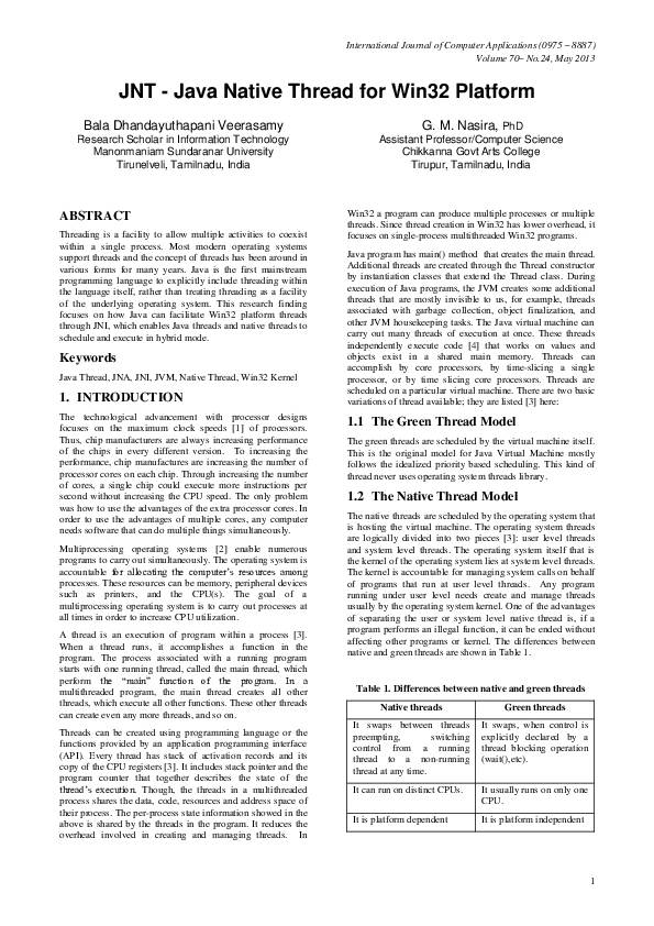 (PDF) JNT - Java Native Thread for Win32 Platform