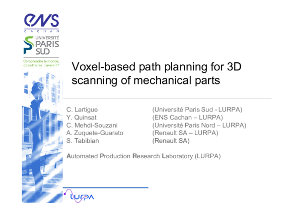 (PDF) Voxel-based path planning for 3D scanning of mechanical parts