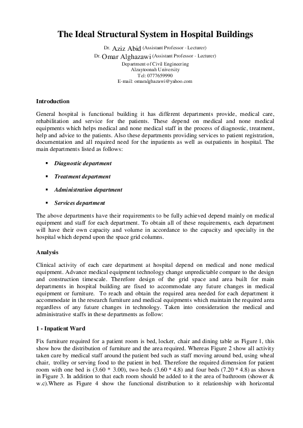 (PDF) The Ideal Structural System in Hospital Buildings