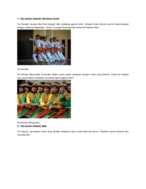 (DOC) Tarian daerah indonesia